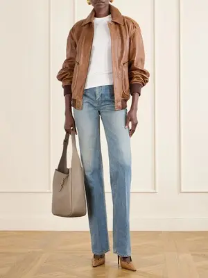 Saint Laurent Le 5 À 7 Supple Large Leather Shoulder Bag - Gray
