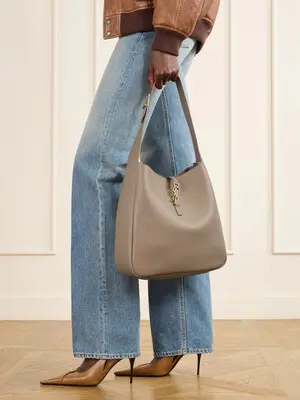 Saint Laurent Le 5 À 7 Supple Large Leather Shoulder Bag - Gray
