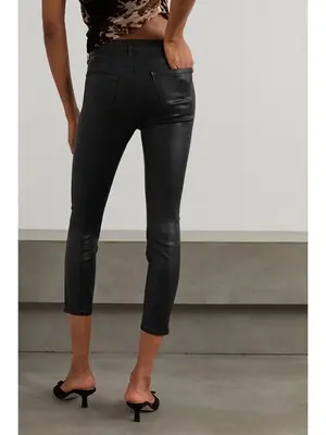 L'Agence Margot Cropped Coated High-rise Skinny Jeans