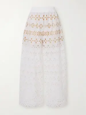Elie Saab Broderie Anglaise Straight-leg Pants - White