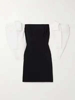 Carolina Herrera Off-the-shoulder Organza And Crepe Mini Dress - Black