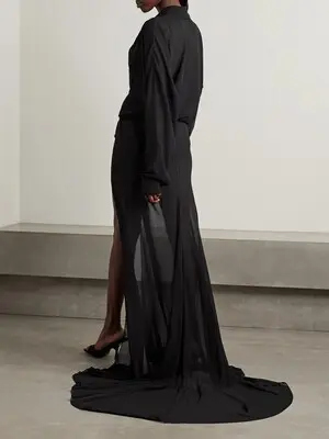 MONOT Cami Wrap-effect Chiffon Maxi Dress