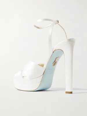 AQUAZZURA Cupid Plateau 130 Knotted Satin Platform Sandals - White