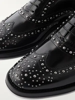 Church's Burwood Met Studded Glossed-leather Brogues