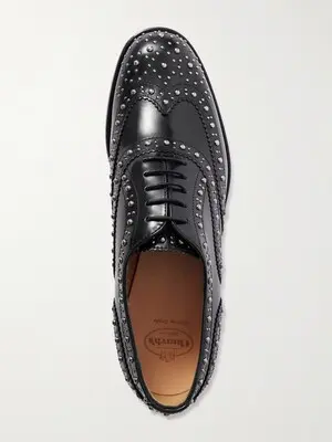 Church's Burwood Met Studded Glossed-leather Brogues