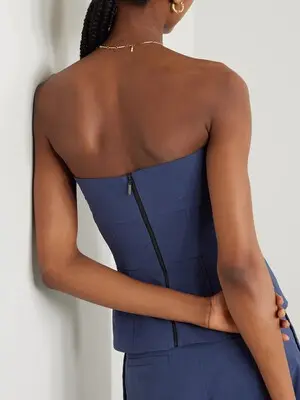 Tove Ruby Gathered Linen-blend Twill Peplum Bustier Top