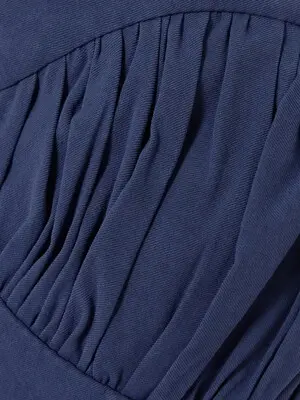 Tove Ruby Gathered Linen-blend Twill Peplum Bustier Top