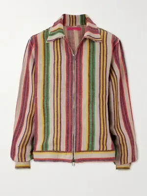 THE ELDER STATESMAN Coastal Decon Striped Linen-jacquard Jacket