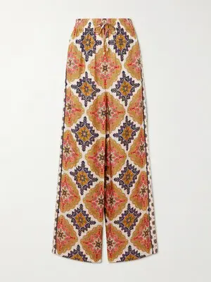 Cara Cara Amalfi Printed Satin-twill Wide-leg Trousers - Multi