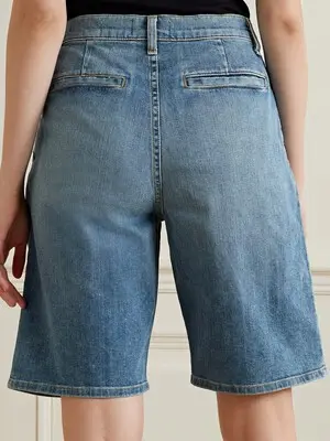 NILI LOTAN Julie Pleated Denim Shorts