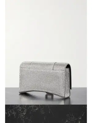 Balenciaga Hourglass Crystal-embellished Suede Shoulder Bag
