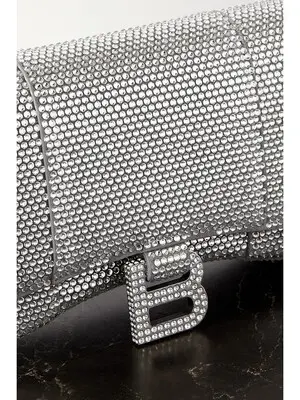 Balenciaga Hourglass Crystal-embellished Suede Shoulder Bag
