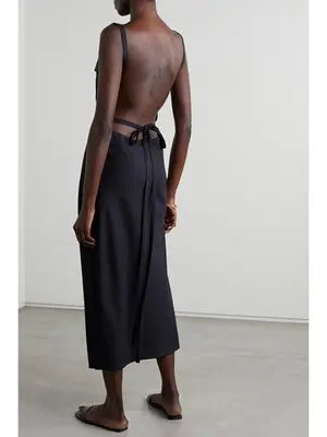 THE ROW Berna Draped Wool Midi Dress