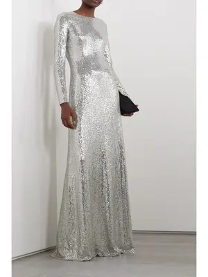Michael Kors Sequined Long Sleeve Gown
