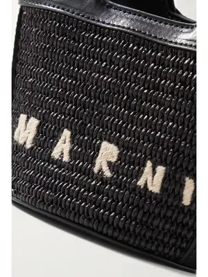 Marni Tropicalia Micro Leather And Embroidered Raffia-like Tote