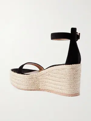 GIANVITO ROSSI 45 Suede Espadrille Wedge Sandals