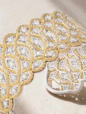 Buccellati Toilée 18-karat Yellow And White Diamond Cuff