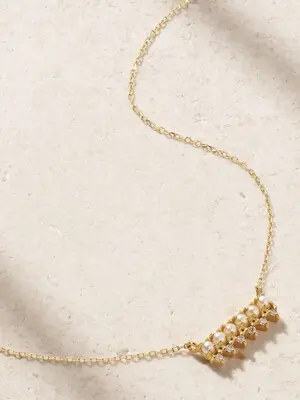 Mateo 14-karat Diamond And Pearl Necklace - Gold