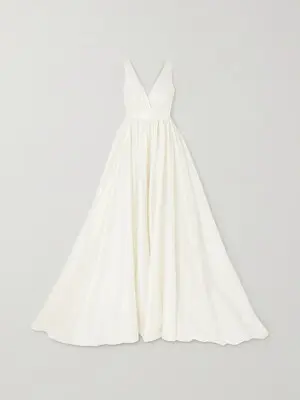 HALFPENNY LONDON Pleated Taffeta Gown - Neutrals