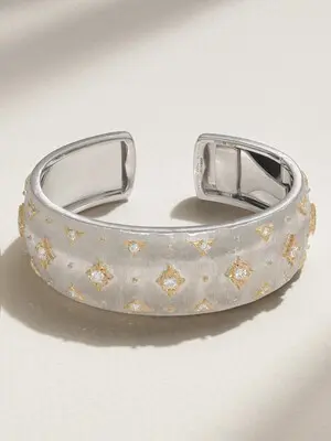 Buccellati 18-karat White And Yellow Gold Diamond Cuff - Silver