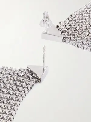 Rabanne Pixel Flow Chainmail Drop Earrings - Silver