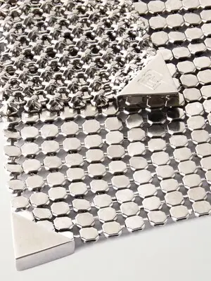 Rabanne Pixel Flow Chainmail Drop Earrings - Silver