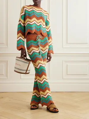 Alanui Kaleidoscopic Chevron Crocheted Cotton-blend Sweater