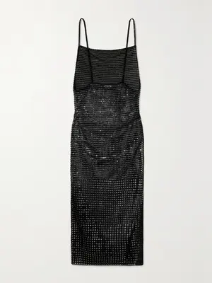 BODE Crescendo Open-back Sequined Mesh Midi Dress - Black