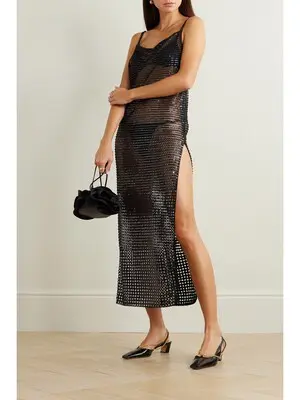BODE Open-back Sequined Mesh Midi Dress