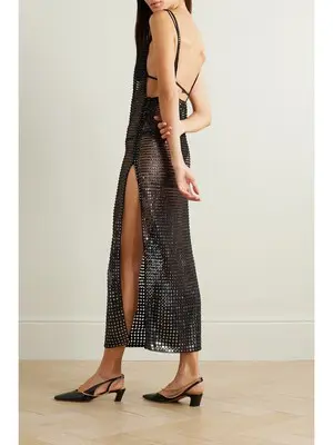 BODE Open-back Sequined Mesh Midi Dress