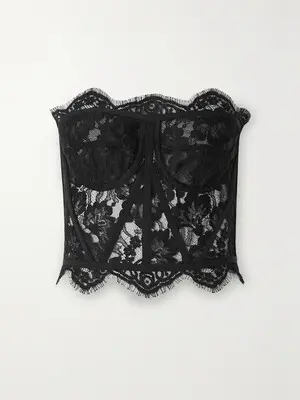 Dolce & Gabbana Grosgrain-trimmed Lace Bustier Top - Black