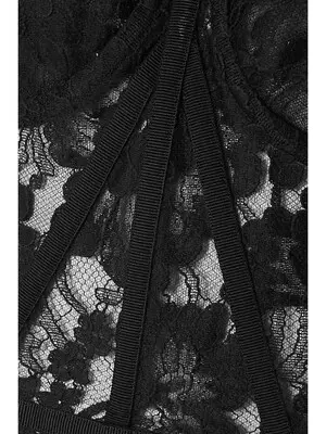 Dolce & Gabbana Grosgrain-trimmed Lace Bustier Top - Black