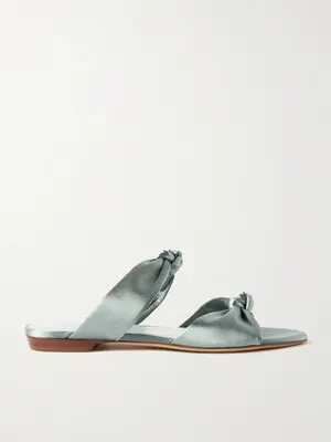Le Monde Beryl Knot Flat Satin Sandals - Silver