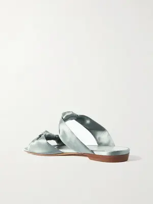 Le Monde Beryl Knot Flat Satin Sandals - Silver