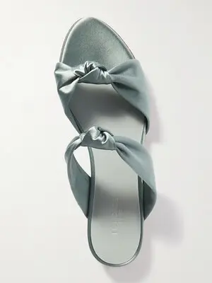 Le Monde Beryl Knot Flat Satin Sandals - Silver