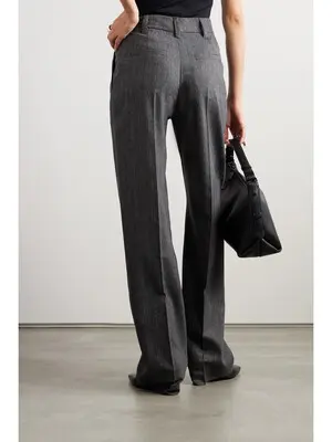 Brunello Cucinelli Striped Wool-blend Pleated Wide-leg Trousers