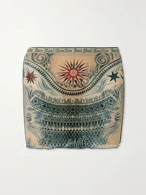 JEAN PAUL GAULTIER Printed Stretch-jersey Mini Skirt