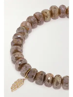 SYDNEY EVAN 14kt Gold, Labradorite And Diamond Feather Bracelet