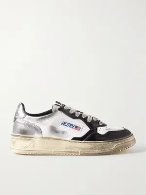 AUTRY Super Vintage Distressed Leather Sneakers - Black