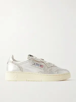 AUTRY Medalist" Metallic Textured-leather Low-top Sneakers