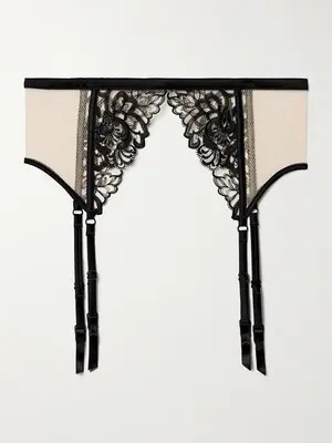 Kiki De Montparnasse Cezanne Embroidered Tulle Suspender Belt - Multi