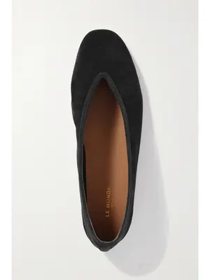 Le Monde Beryl Luna Suede Pointed Toe Ballet Flats - Black