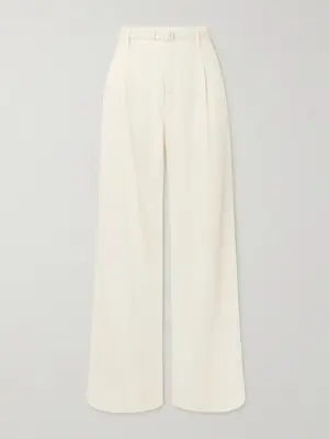 Ralph Lauren Belted Pleated Linen Wide-leg Trousers - Neutrals