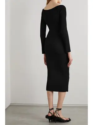Khaite Beth Ribbed-knit Midi Dress - Black