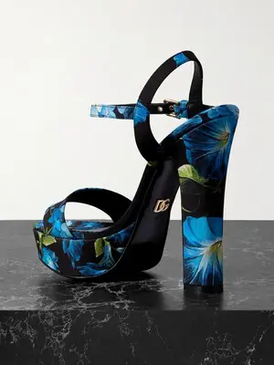 Dolce & Gabbana Floral-print Crepe Platform Sandals - Multi