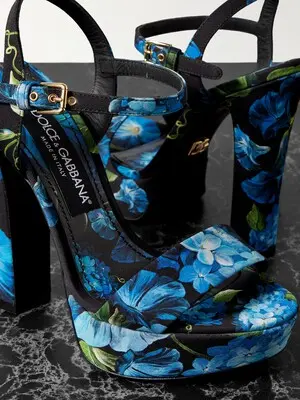 Dolce & Gabbana Floral-print Crepe Platform Sandals - Multi