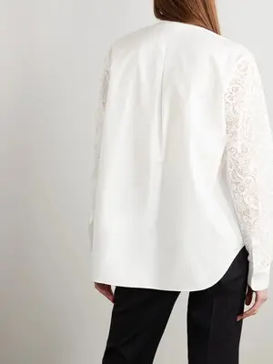 Loro Piana Ide" Cotton-poplin And Guipure Lace Shirt