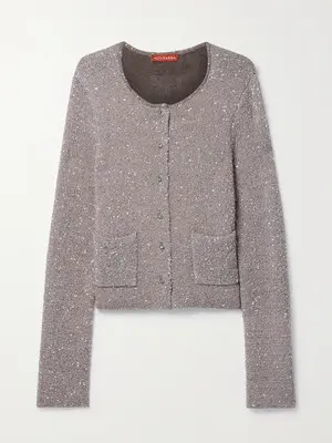 Altuzarra Welles Sequin-embellished Knitted Cardigan - Silver