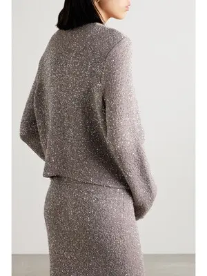 Altuzarra Welles Sequin-embellished Knitted Cardigan - Silver