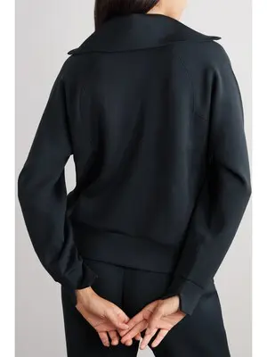Spanx Air Essentials Stretch-jersey Half-zip Sweatshirt - Black